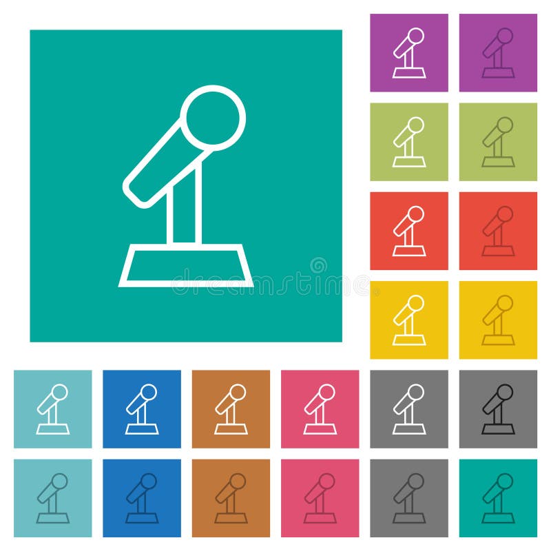 Microphone with Stand Outline Square Flat Multi Colored Icons Stock ...