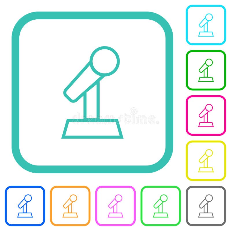 Microphone with Stand Outline Vivid Colored Flat Icons Stock Vector ...