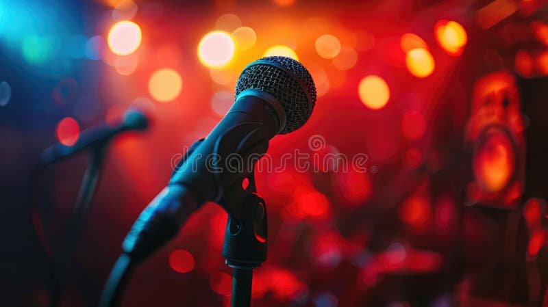 A Microphone on a Stand Ready for Use on a Concert or Performance Stage ...
