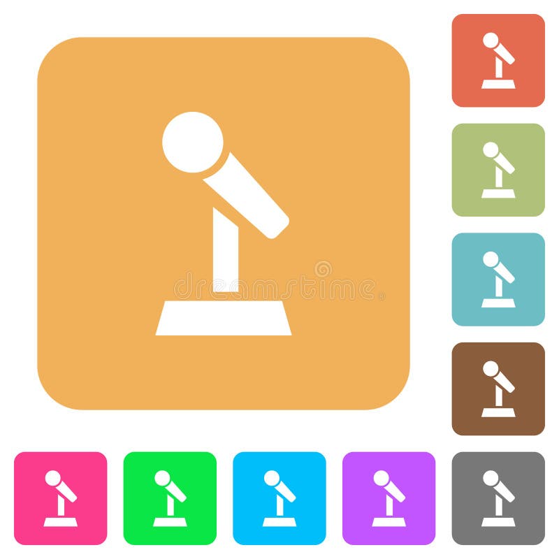 Microphone with Stand Outline Flat Color Icons in Circle Shape Outlines ...