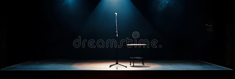 A Microphone Stand is on a Stage with a Microphone Stock Illustration ...