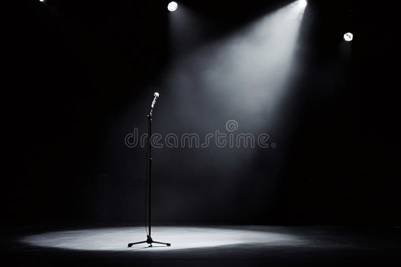 Microphone on an Empty Stage before the Concert Stock Image - Image of ...