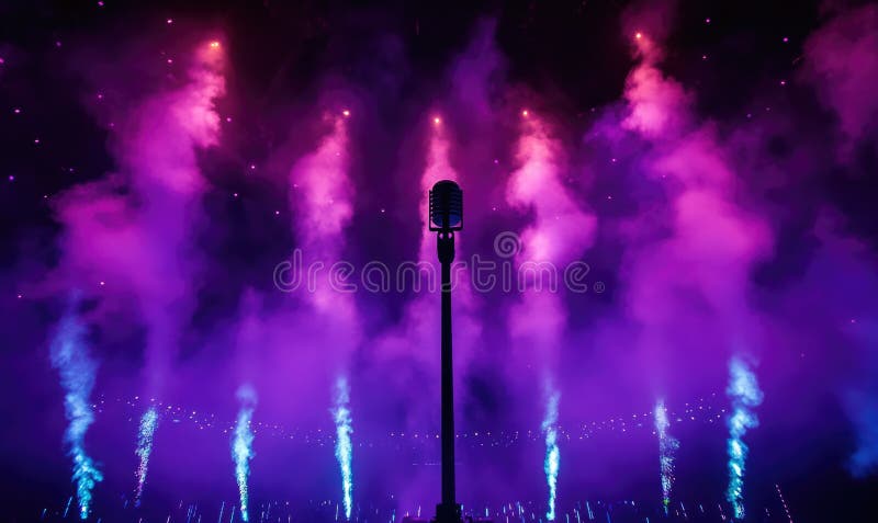 A Microphone Stands in the Middle of a Purple and Blue Sky with ...