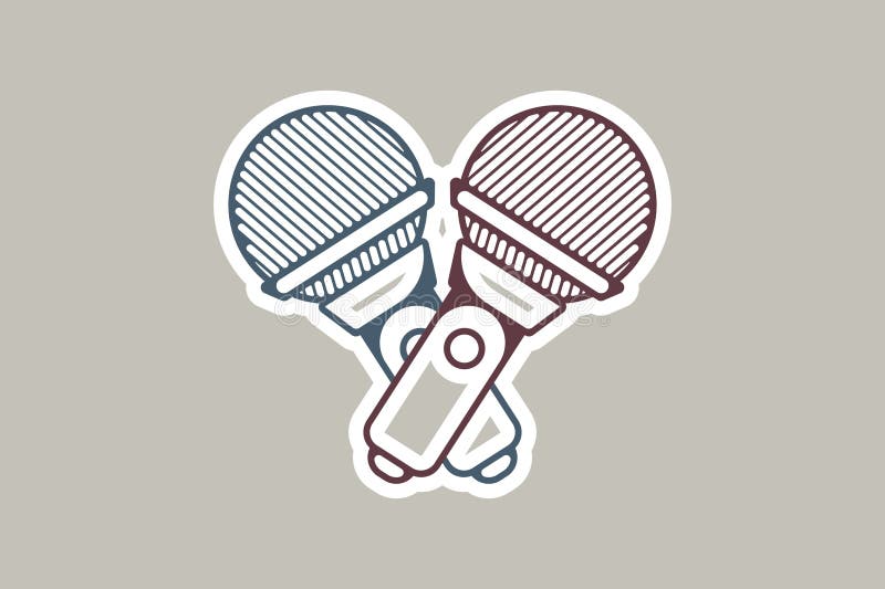 Microphone Sticker Logo for Broadcast and Show. Technology Object Icon ...