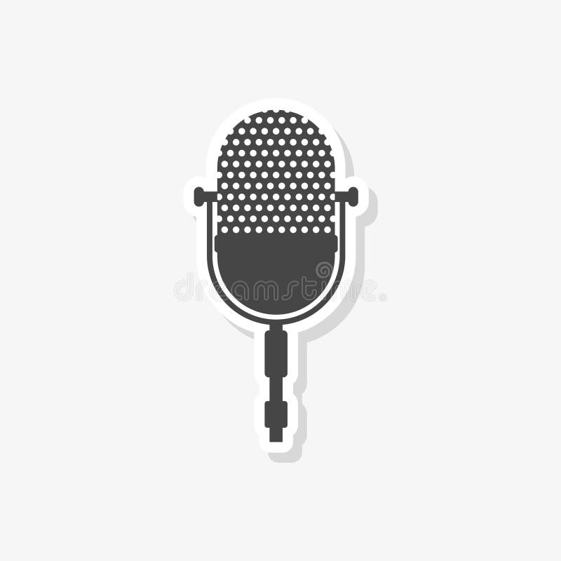 Microphone Sticker Icon Isolated on White Background. Old Microphone ...