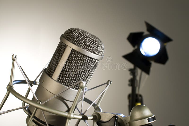 News Microphone on-Air Vertical Stock Photo - Image of studio, glowing ...
