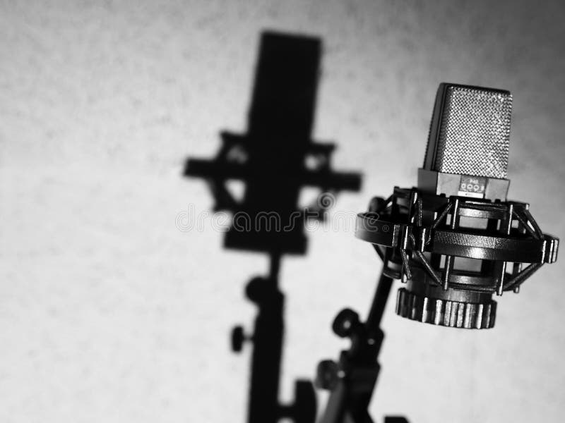 Microphone in Studio. Black Sound Recording Microphone Stock Image ...