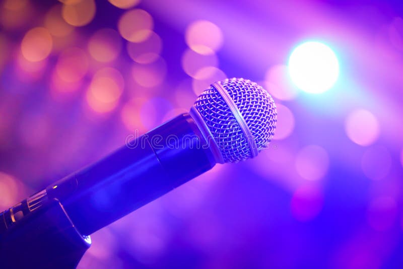 Microphone in a disco stock photo. Image of club, lights - 14447792