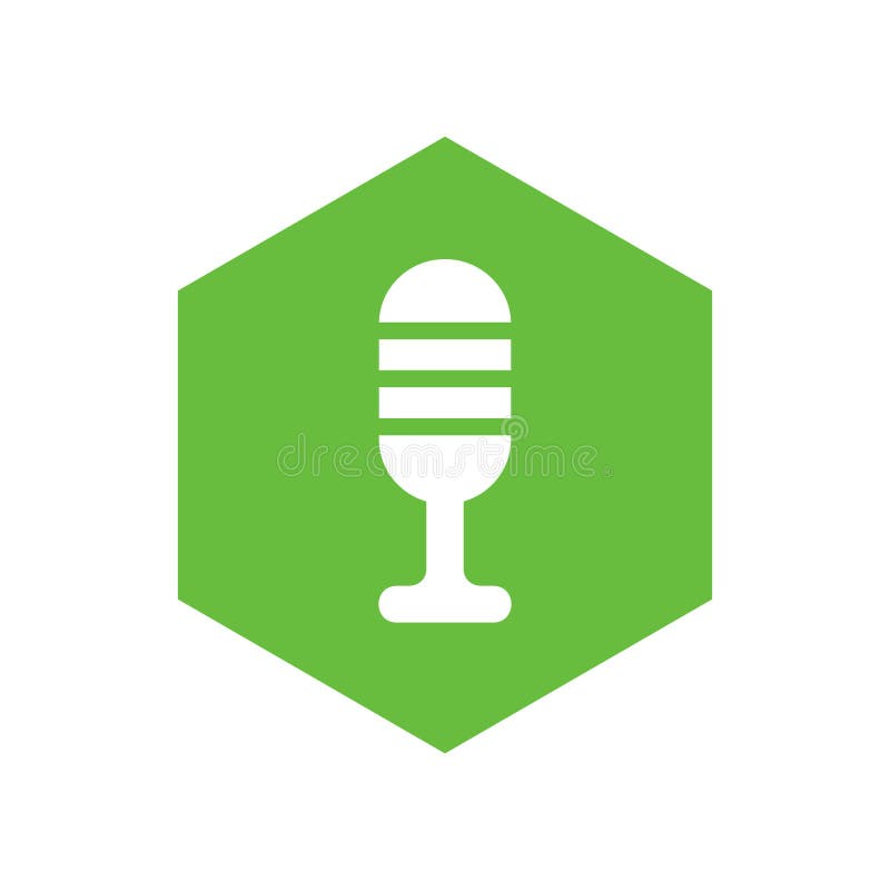 Microphone Symbol on Green Hexagon Shape, Mic Icon Design Stock Vector ...