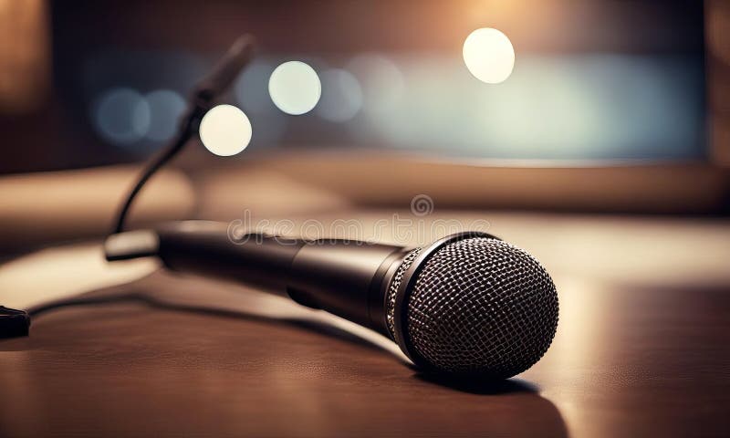 Microphone on the Table in a Recording Studio Stock Illustration ...