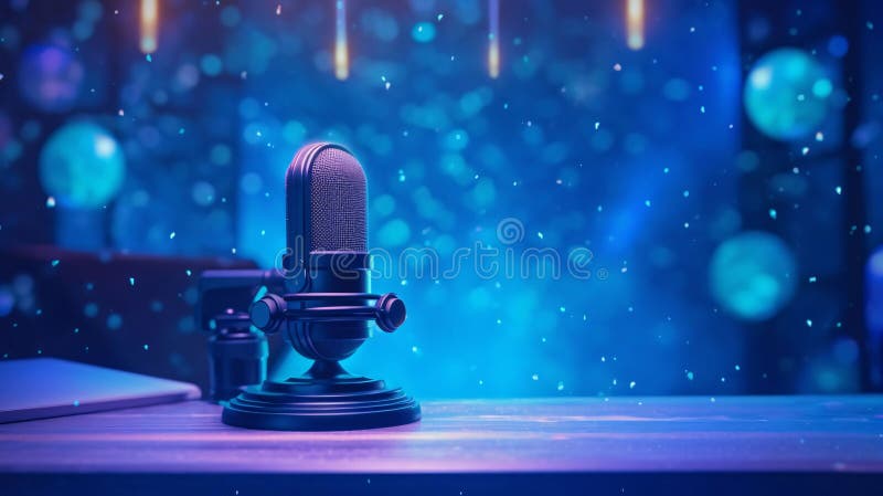 Microphone on Table in Recording Studio. Music Concept Stock Vector ...