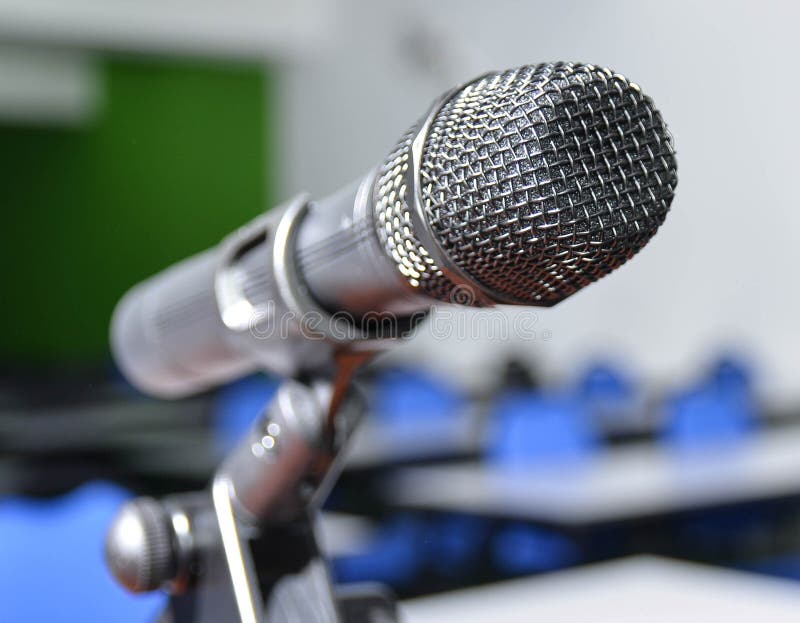 Microphone in the Training Room with Seating and Tables Stock Photo ...