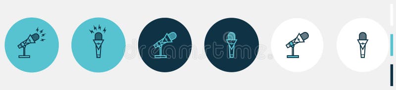 Microphone with Triangle Neck Icons Set. Isolated on White, Green and ...