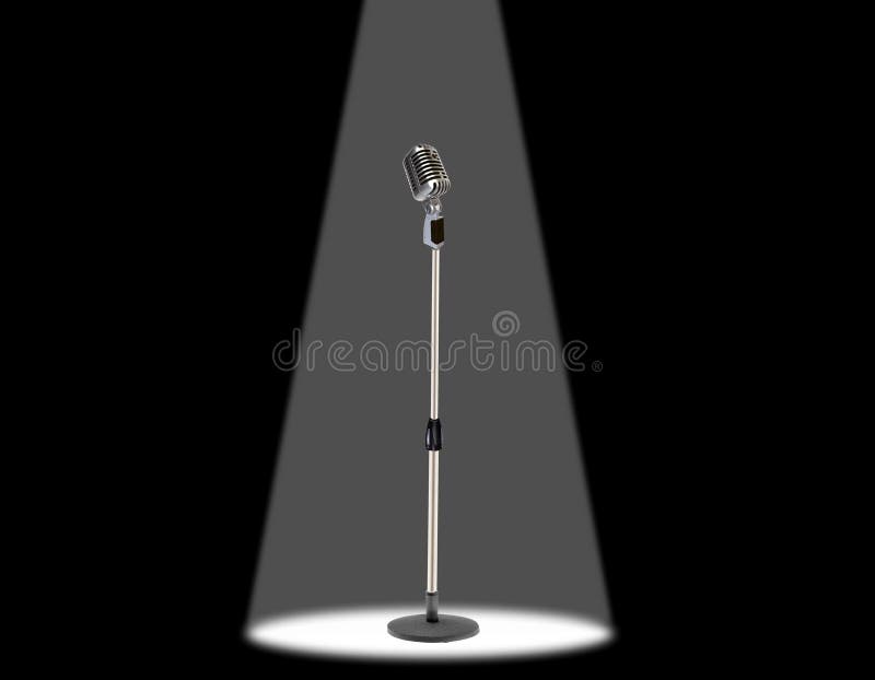 Microphone under spotlight stock illustration. Illustration of ...