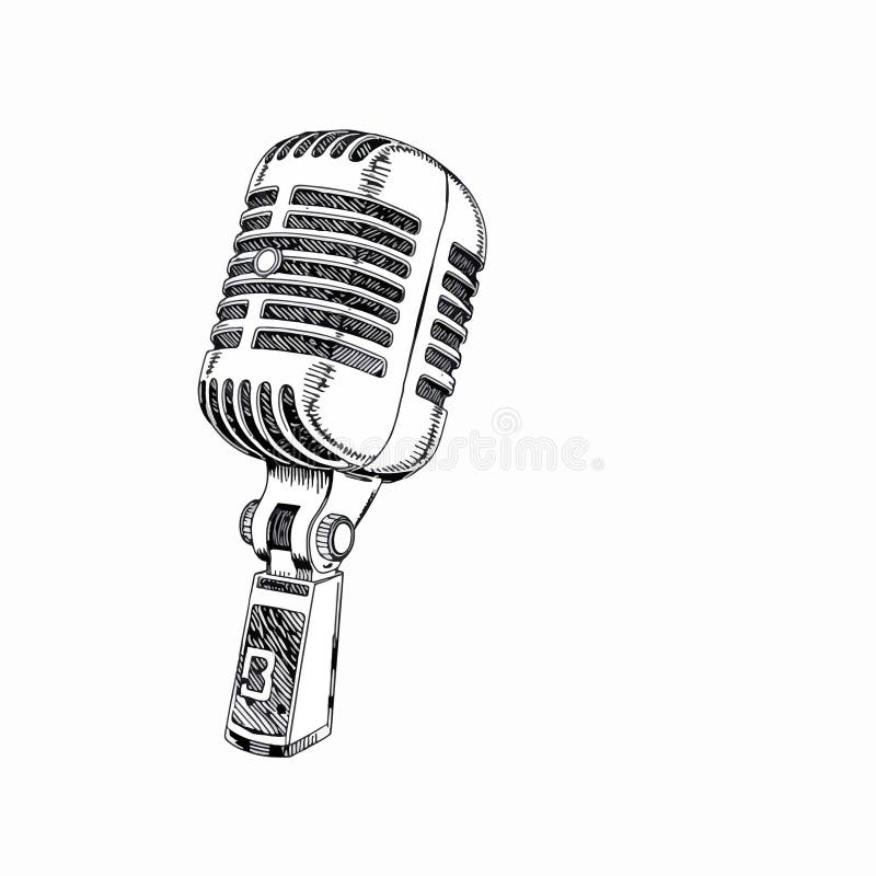 Microphone Vector Handdrawn Ink Marker Object Ideal for Design Stock ...