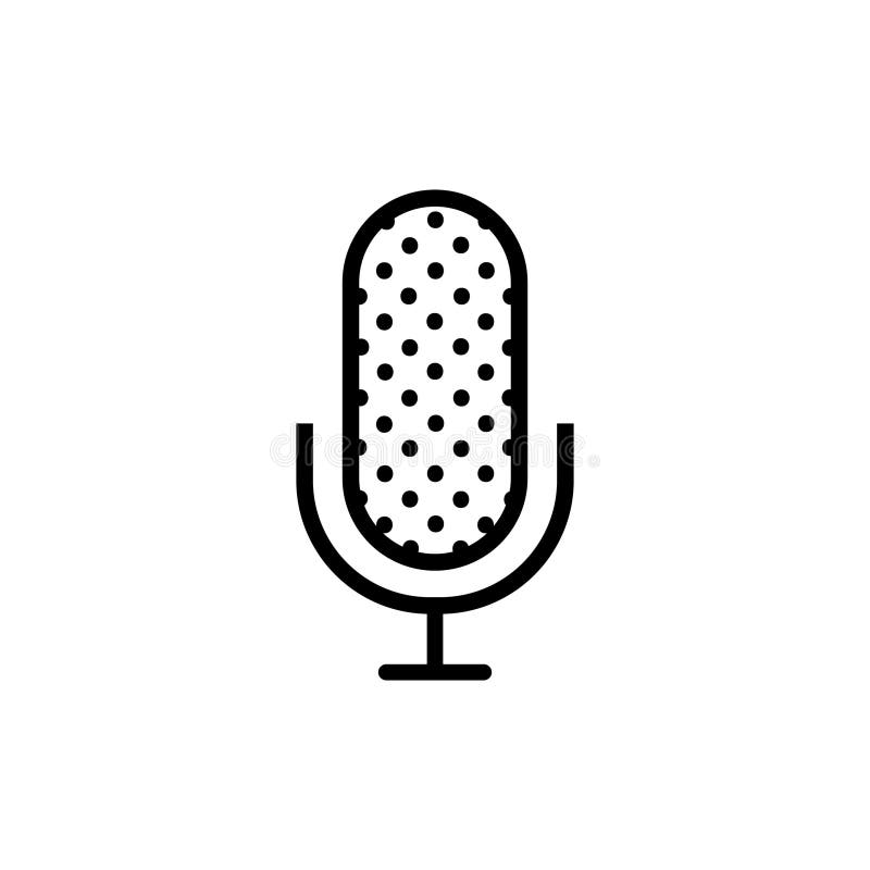 Microphone Vector Icon, Outline Style, Isolated on White Background ...