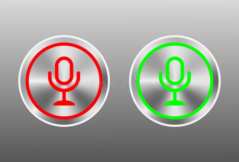 Microphone Vector Icon Set. Air Microphone Button Red and Green Web ...