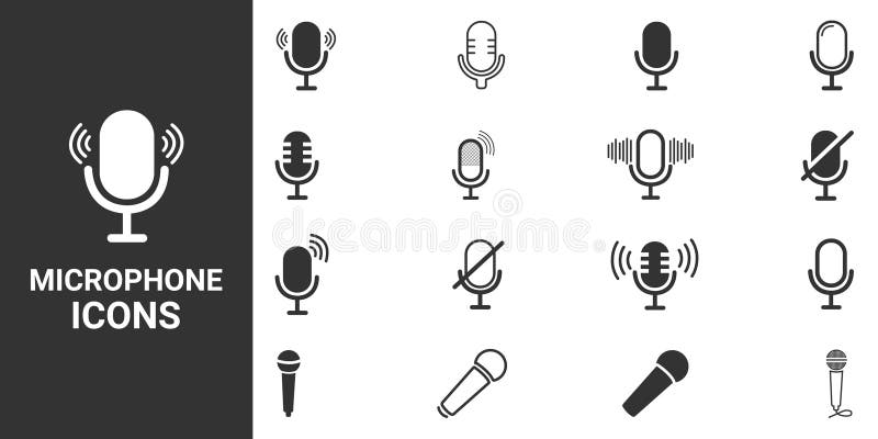 Microphone Vector Icon Set, Different Microphone Collection Stock ...