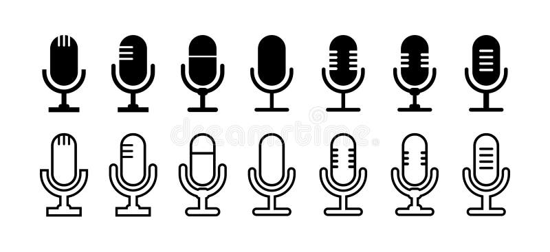 Microphone Vector Icon Set. Microphones Audio Podcast Vector Icons ...