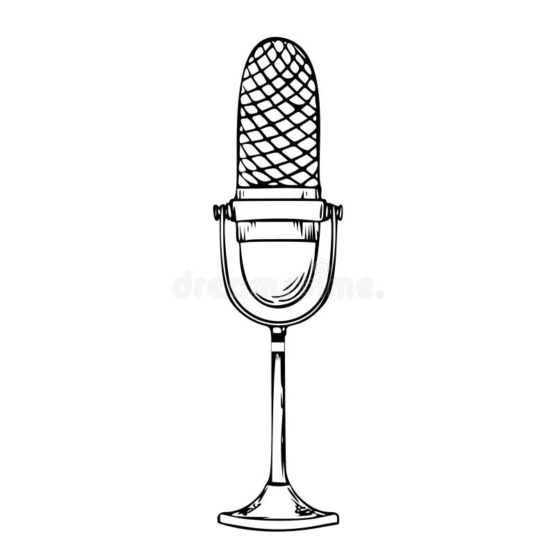 Microphone Vector Illustration. Drawing of Musical Item for Singing or ...