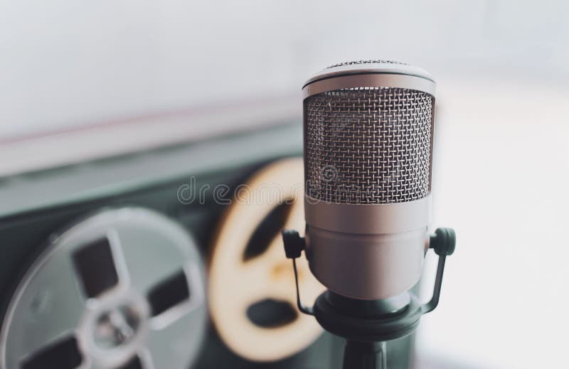 Microphone and Vintage Tape Recorder Stock Photo - Image of retro ...