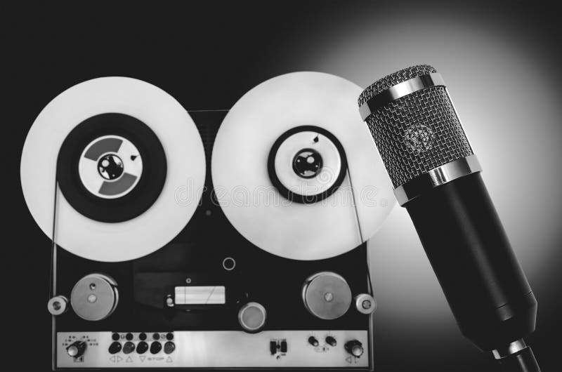 Microphone and Vintage Tape Recorder Stock Photo - Image of audio ...