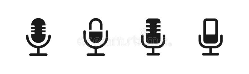 Microphone Voice Icons Collection Vector Flat Simple Retro Mic Audio ...