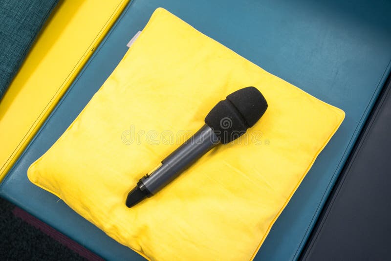 Microphone Waiting on the Pillow. Waiting for the Party To Begin. Stock ...