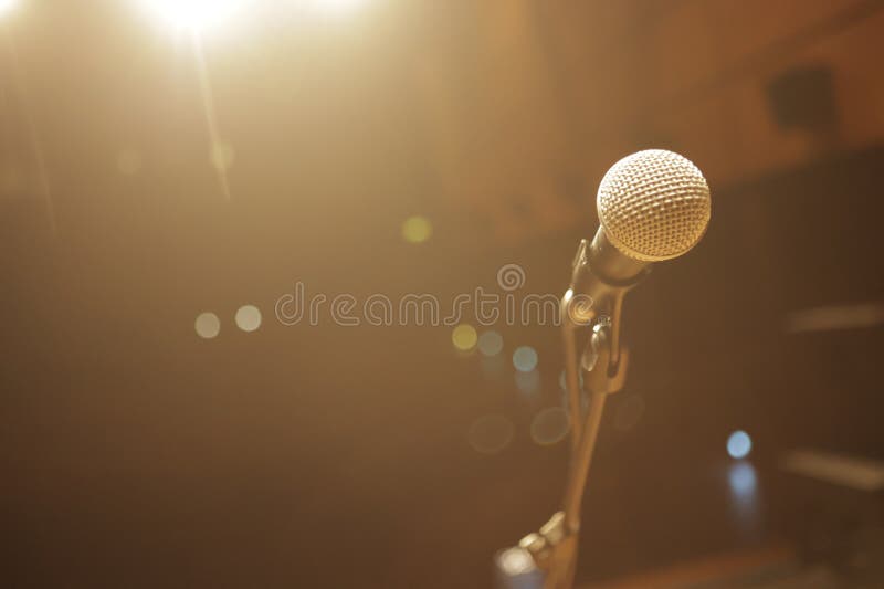 Microphone Waiting for Singer on Stage Under Warm Light Stock Image ...