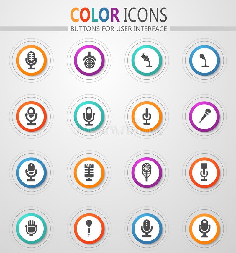 Microphone icons set stock vector. Illustration of icon - 136587768