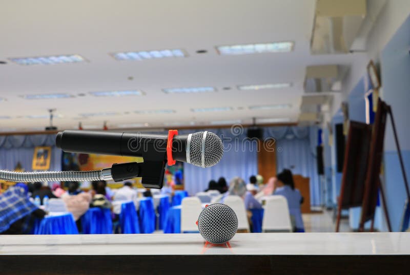 Microphone Wireless in a Meeting Room Seminar Conference Background ...