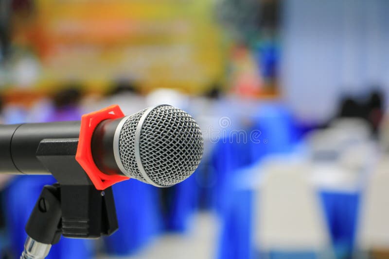 Microphone Wireless in a Meeting Room Seminar Conference Background ...