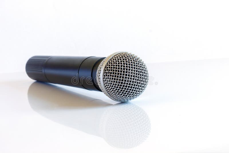 Microphone Wireless on a Reflective Surface. Stock Photo - Image of ...