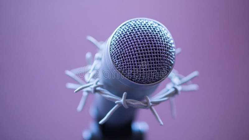 Microphone Wrapped in Barbed Wire. Stock Image - Image of concert ...