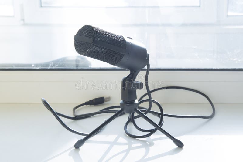 A Microphone for Your Computer. Remote Microphone with USB Port Stock ...