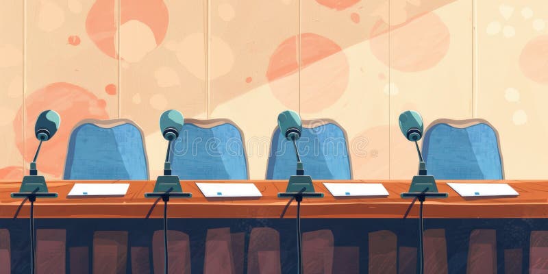 Microphones on Wooden Table Stock Photo - Image of wooden, studio ...