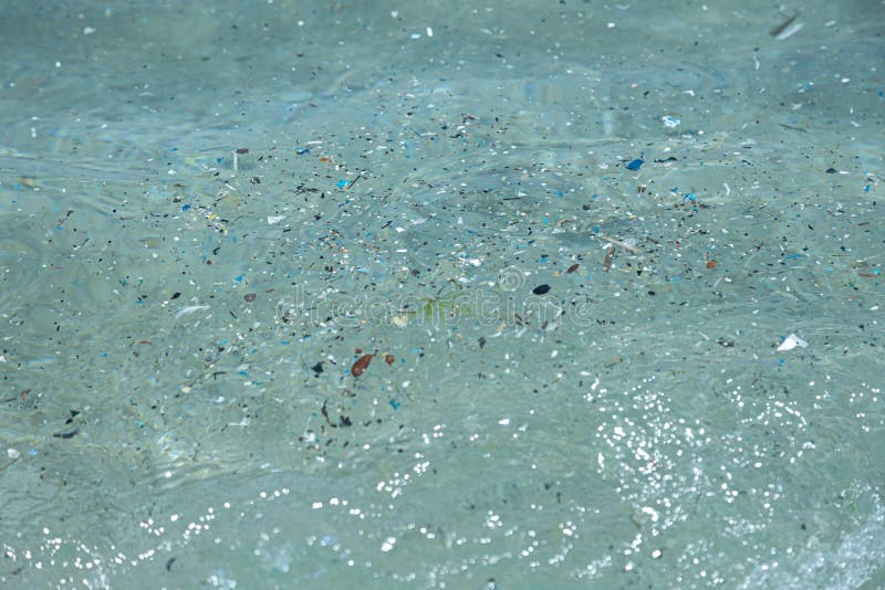Microplastic Particles Float in the Ocean, Water Pollution Stock Image ...