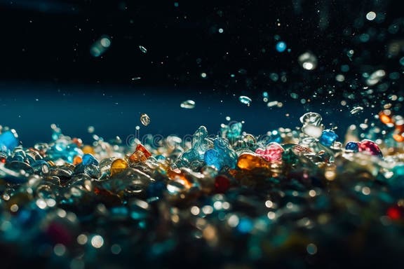 Microplastic Particles Float in the Ocean, Water Pollution. Save Planet ...