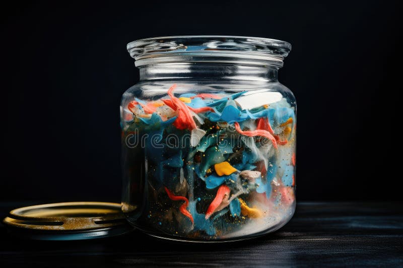 Microplastic Pieces Floating in a Jar of Water Stock Image - Image of ...