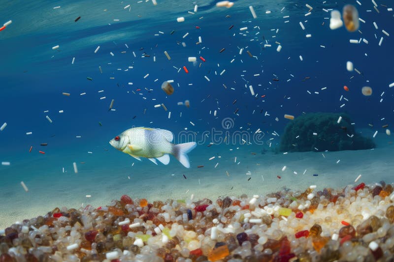 Microplastic Pollution in the Oceans, with Fish Swimming among Plastic ...