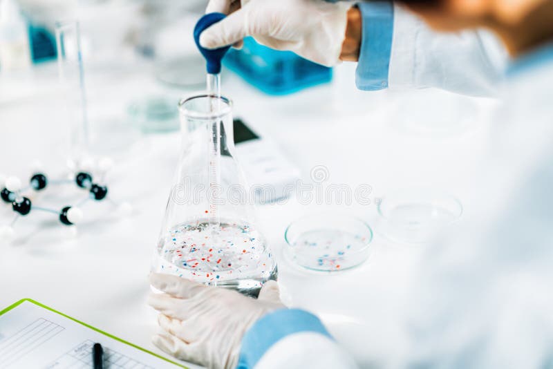 Microplastics Laboratory Analysis Stock Photo - Image of female ...