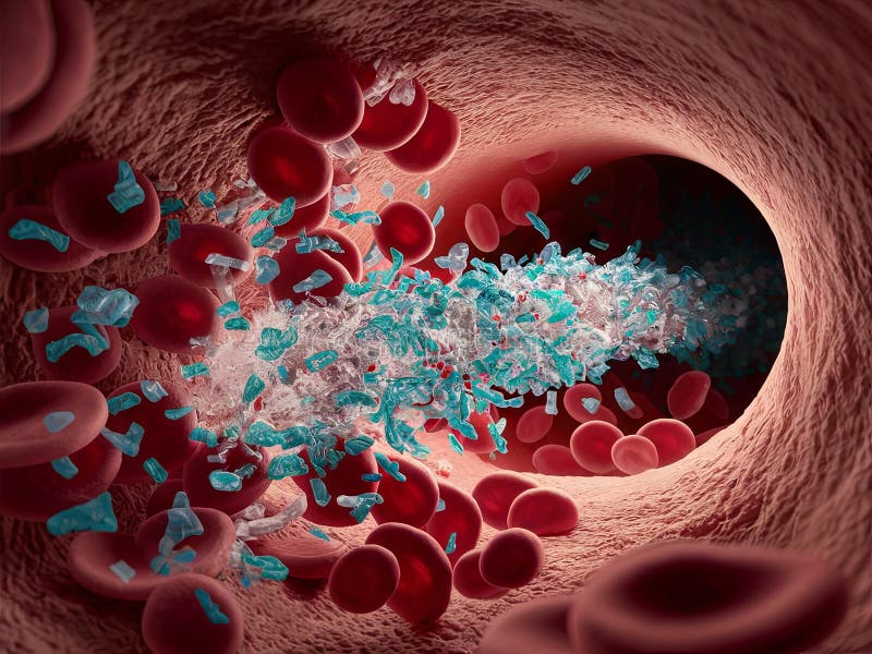 Microplastics in Blood Vessels Simulation Stock Illustration ...