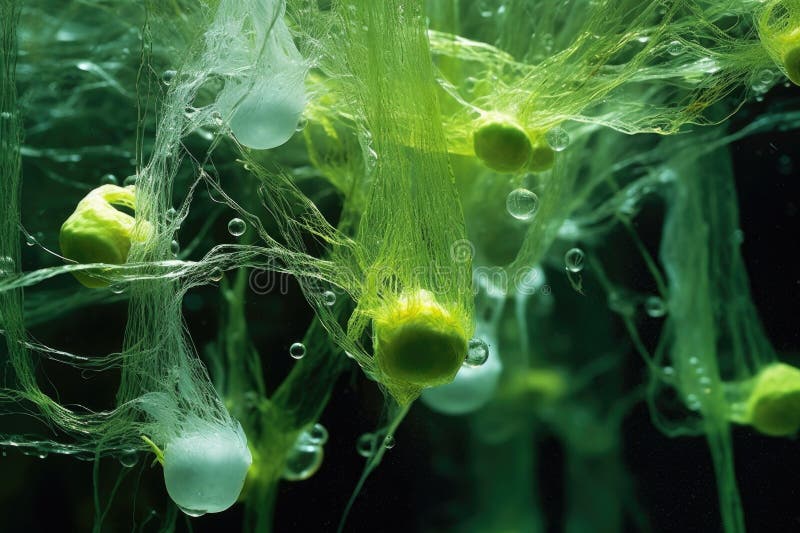 Microplastics Entangled in Algae Strands Stock Illustration ...