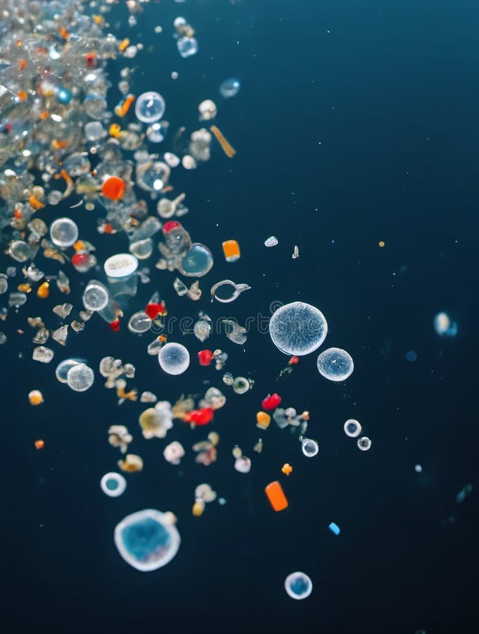 Microplastics Floating in Water, Underwater Micro Plastic Pollution ...
