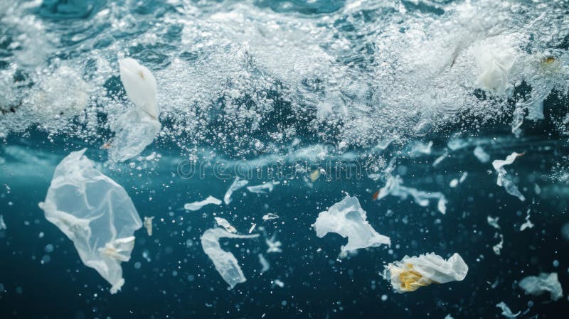Microplastics and Plastic Bags Polluting Ocean Water, Environmental ...