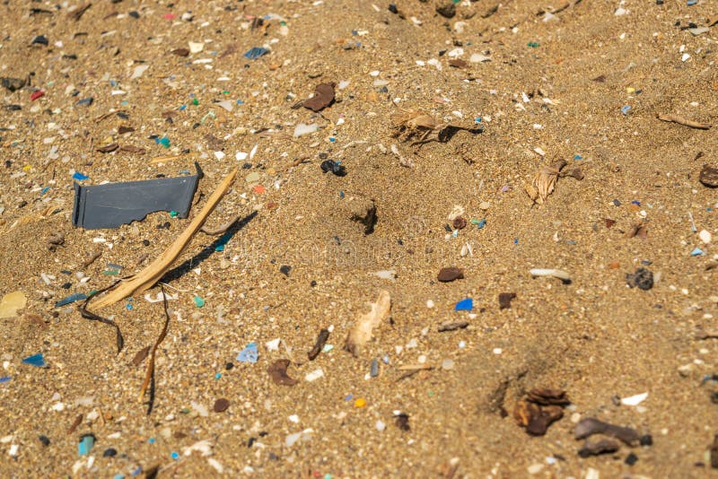 Microplastics on Sand Beach Stock Image - Image of cape, bottle: 259762969