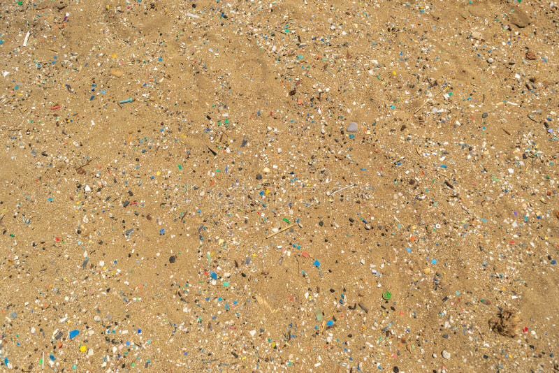 Microplastics on Sand Beach Stock Image - Image of dirty, bottle: 259763055