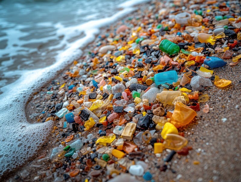 Microplastics on Sand Beach. Micro Plastics Garbage, Tiny Trash Pieces ...