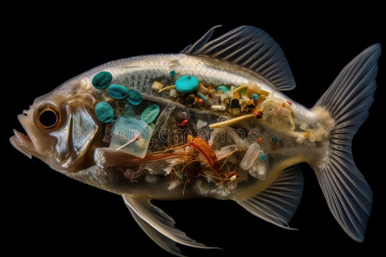 Microplastics in the Stomach of a Fish, with Its Digestive System ...