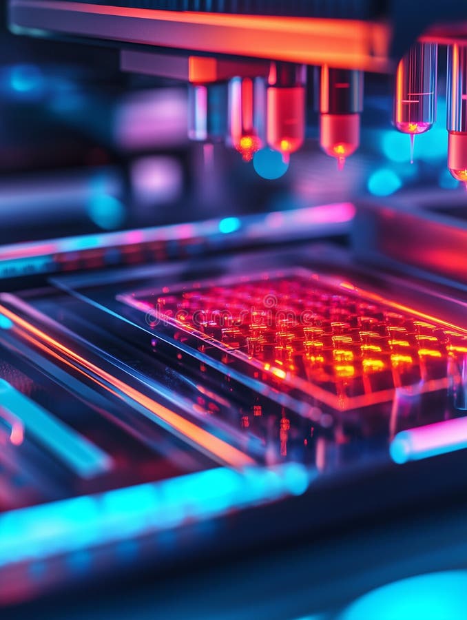 Microplate Reader Displaying Bright Colors and Digital Interface during ...